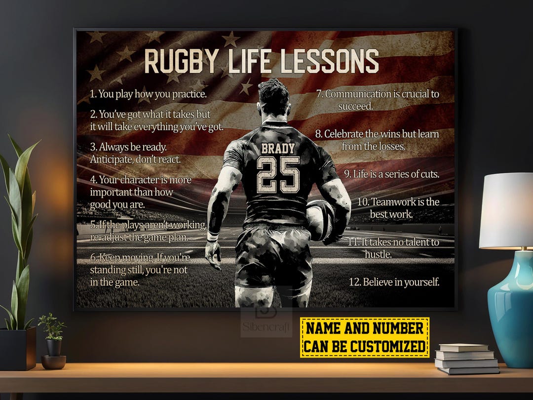 American Rugby Life Lessons Personalized Canvas Print, Rugby Poster ...