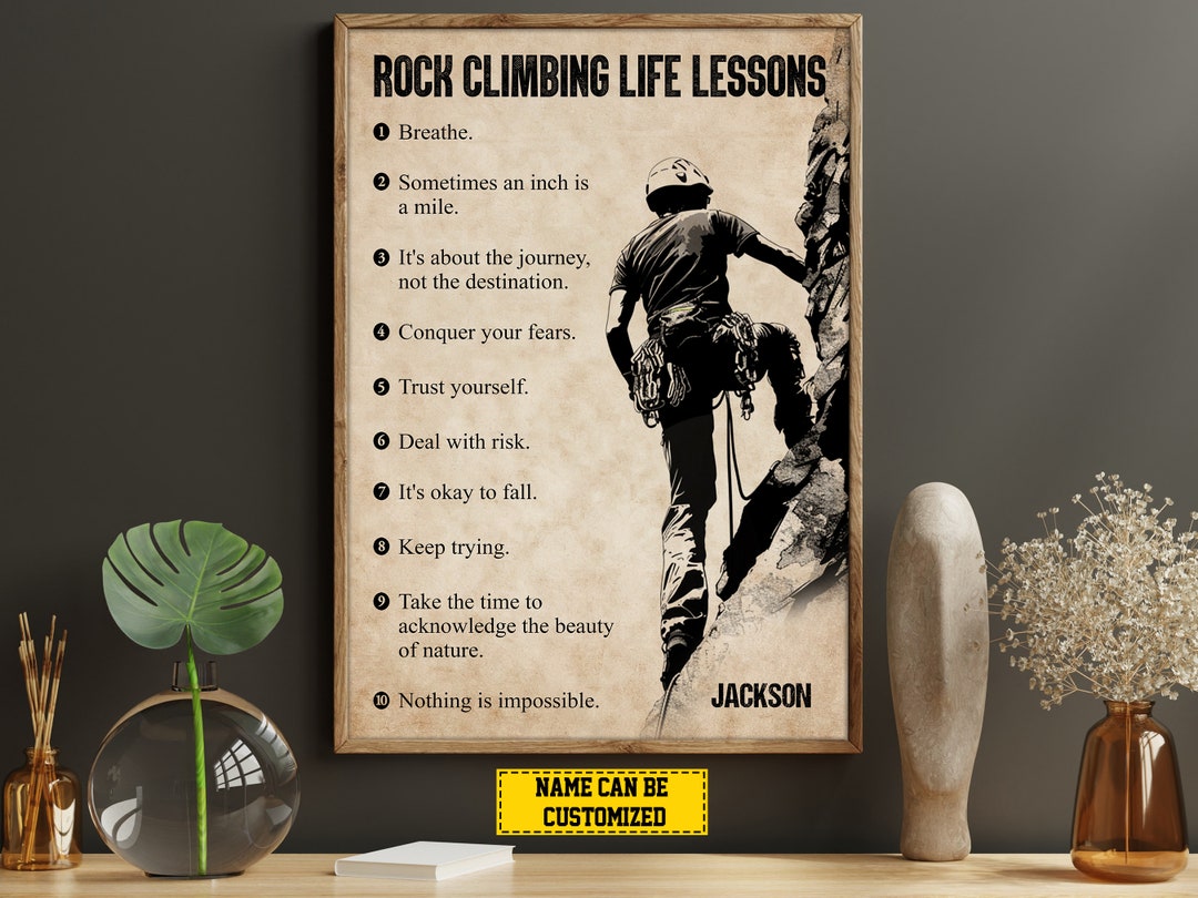 Rock Climbing Life Lessons Personalized Canvas Print, Rock Climbing ...