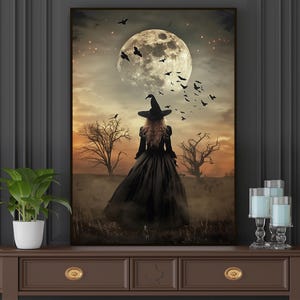 Countryside Witch in the Field Canvas Print, Halloween Wall Art ...