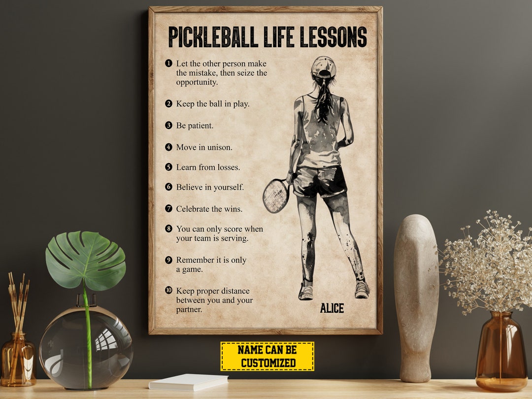 Pickleball Life Lessons Personalized Canvas Print, Pickleball Poster ...