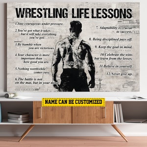 Wrestling Life Lessons Personalized Canvas Print, Motivational Poster ...