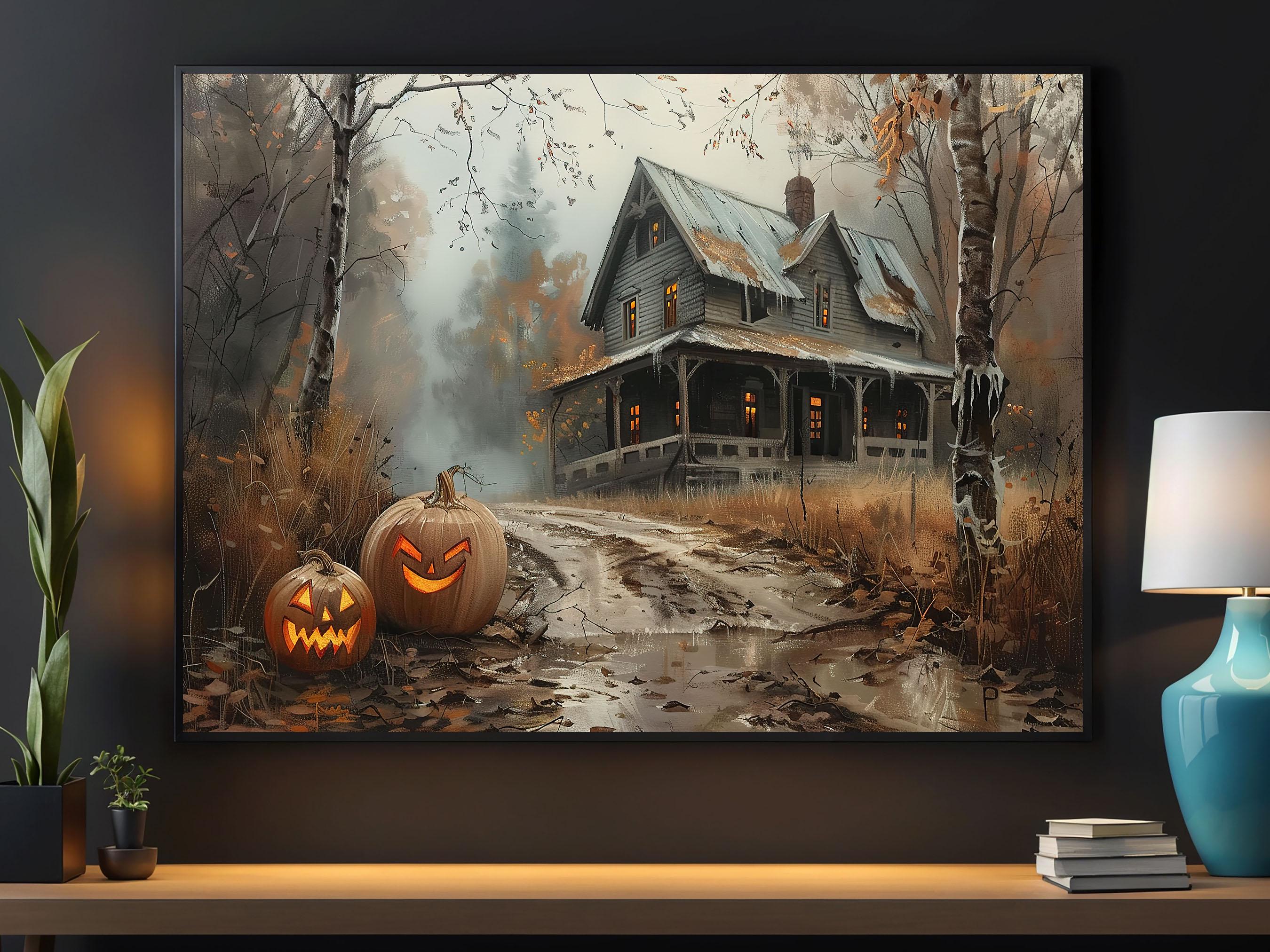 Spooky Haunted House Canvas Print: Halloween Wall Art - Etsy