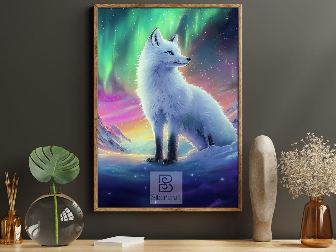 Arctic Fox Canvas Print: Northern Lights Winter Landscape Wall Art - Etsy