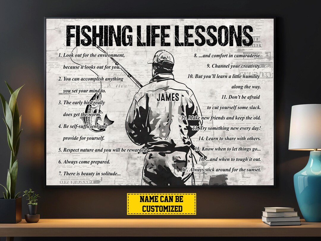 Personalized Fishing Life Lessons Canvas Print: Fisherman Gift - Etsy