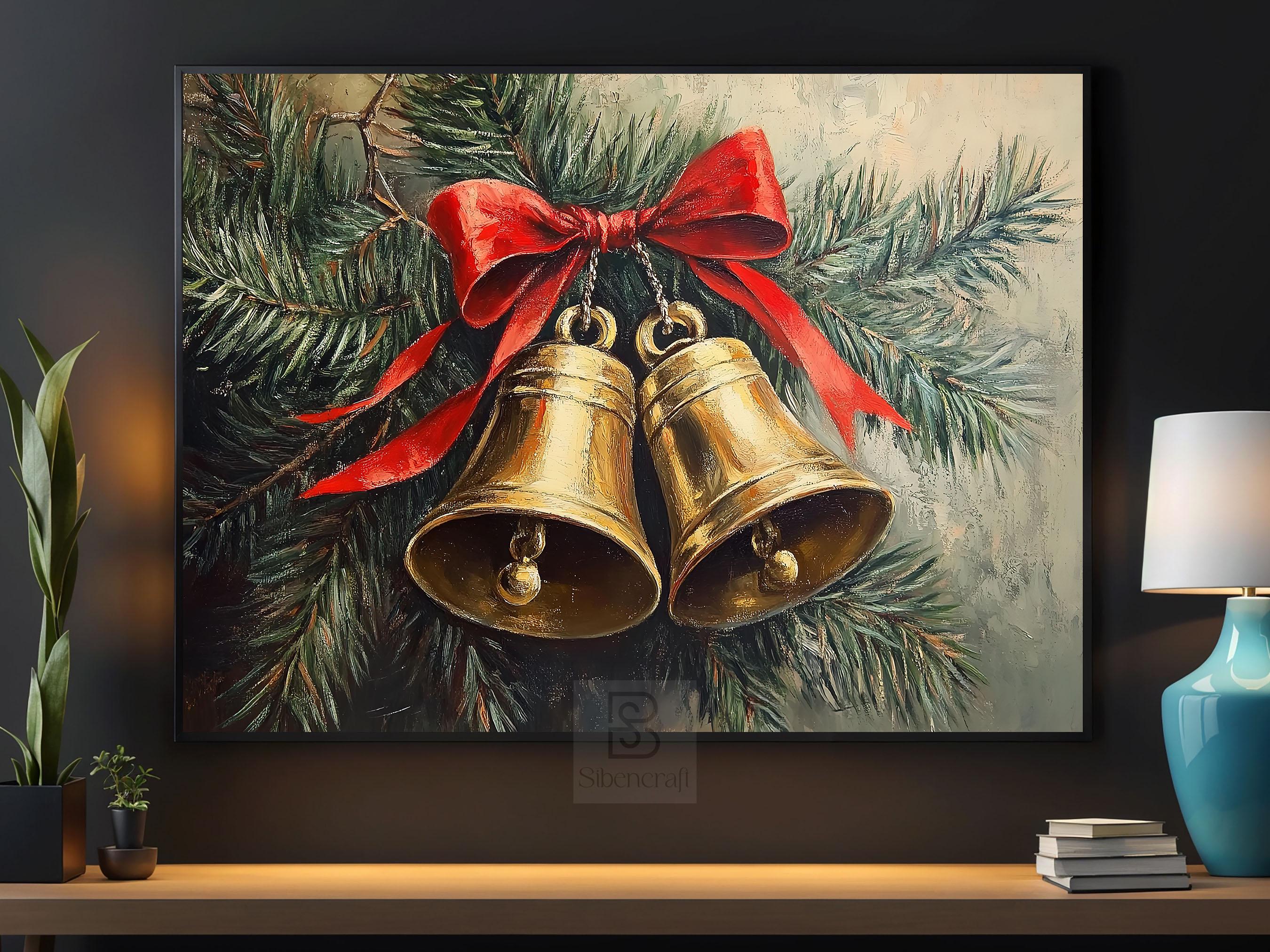 Christmas Bells Canvas Painting: Homely Xmas Wall Art - Etsy