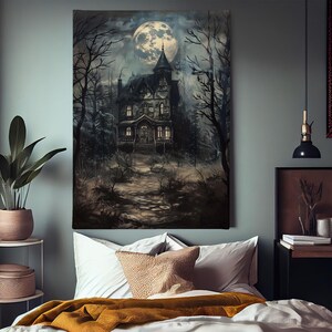 Spooky Haunted House Canvas Print: Halloween Wall Art - Etsy