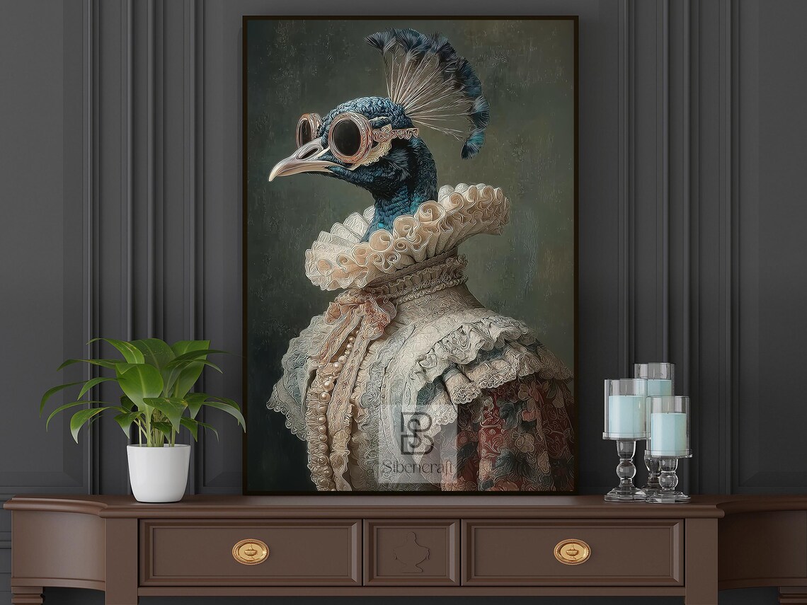 Vintage Renaissance Peacock Canvas Print: Cottagecore Animal Wall Art ...