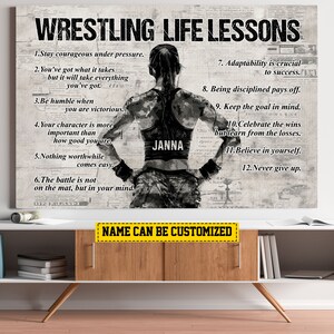 Wrestling Life Lessons Personalized Canvas Print: Gift for Wrestler - Etsy