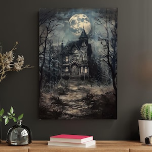 Spooky Haunted House Canvas Print: Halloween Wall Art - Etsy