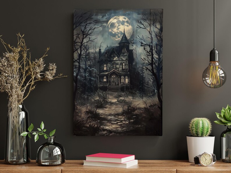 Spooky Haunted House Canvas Print: Halloween Wall Art - Etsy