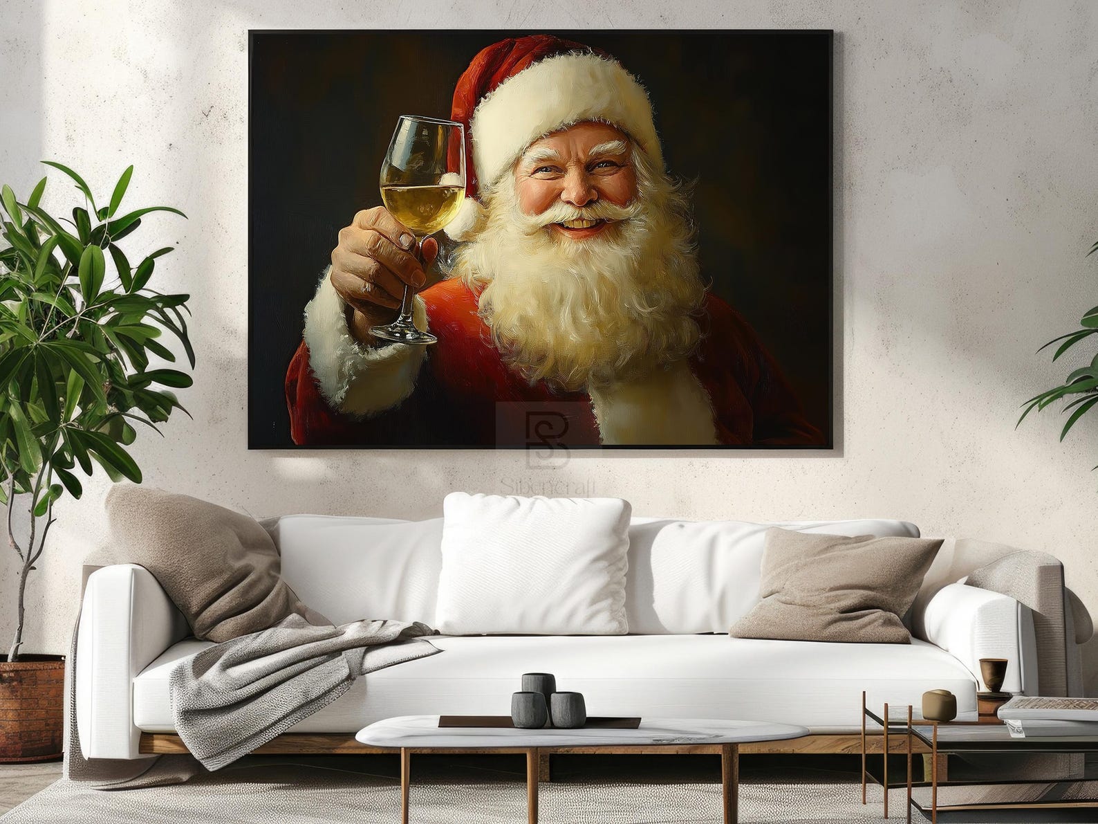 Vintage Santa Claus Canvas Print: Cheering Santa, Christmas Wall Art - Etsy