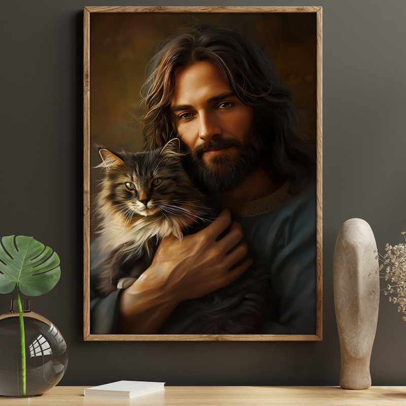 Cat Jesus Art - Etsy