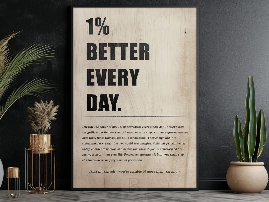 1% Better Every Day Canvas Print - Motivation Wall Art - Etsy