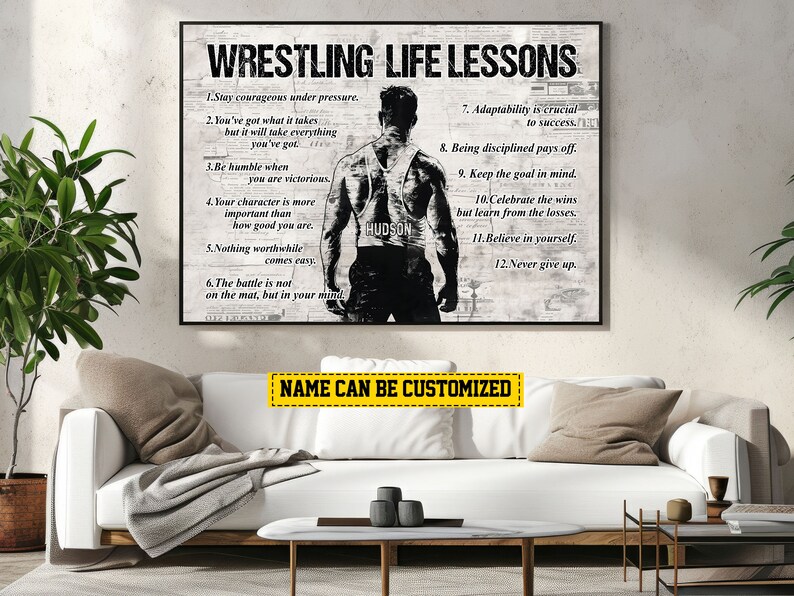 Wrestling Life Lessons Personalized Canvas Print, Motivational Poster ...