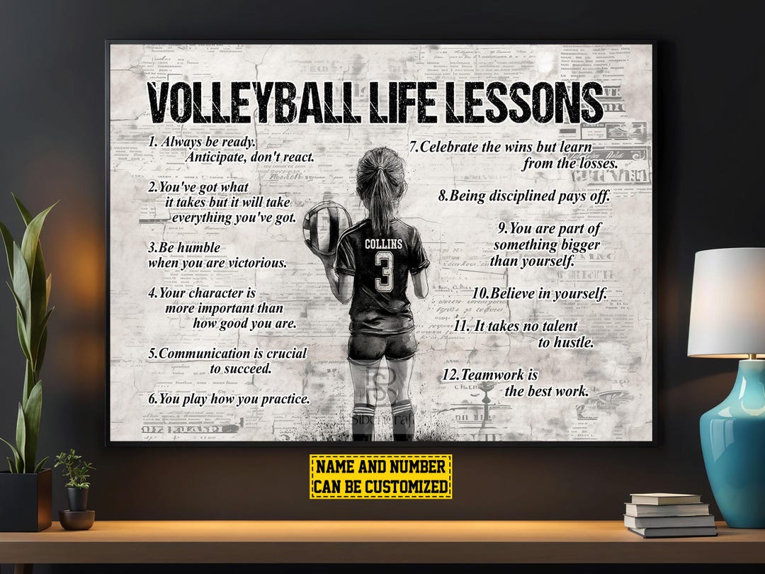 Volleyball Life Lessons Personalized Canvas Print, Volleyball ...