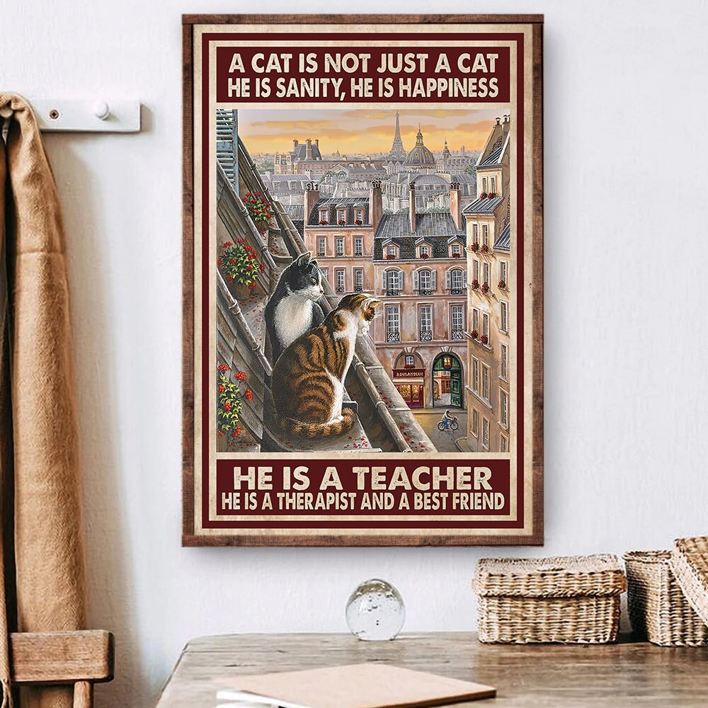 Vintage Cat Lover Poster: Parisian Cats Canvas Art Print - Etsy