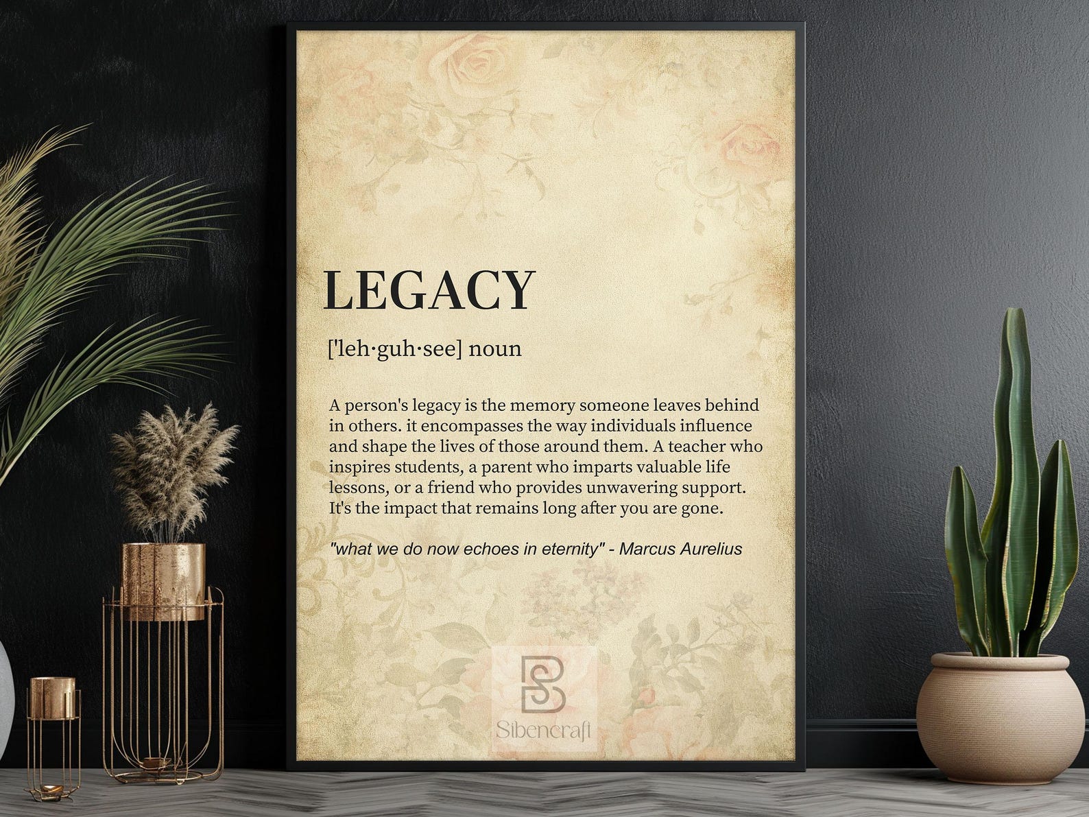 Legacy Definition Canvas Print, Meaningful Quote Poster Print ...