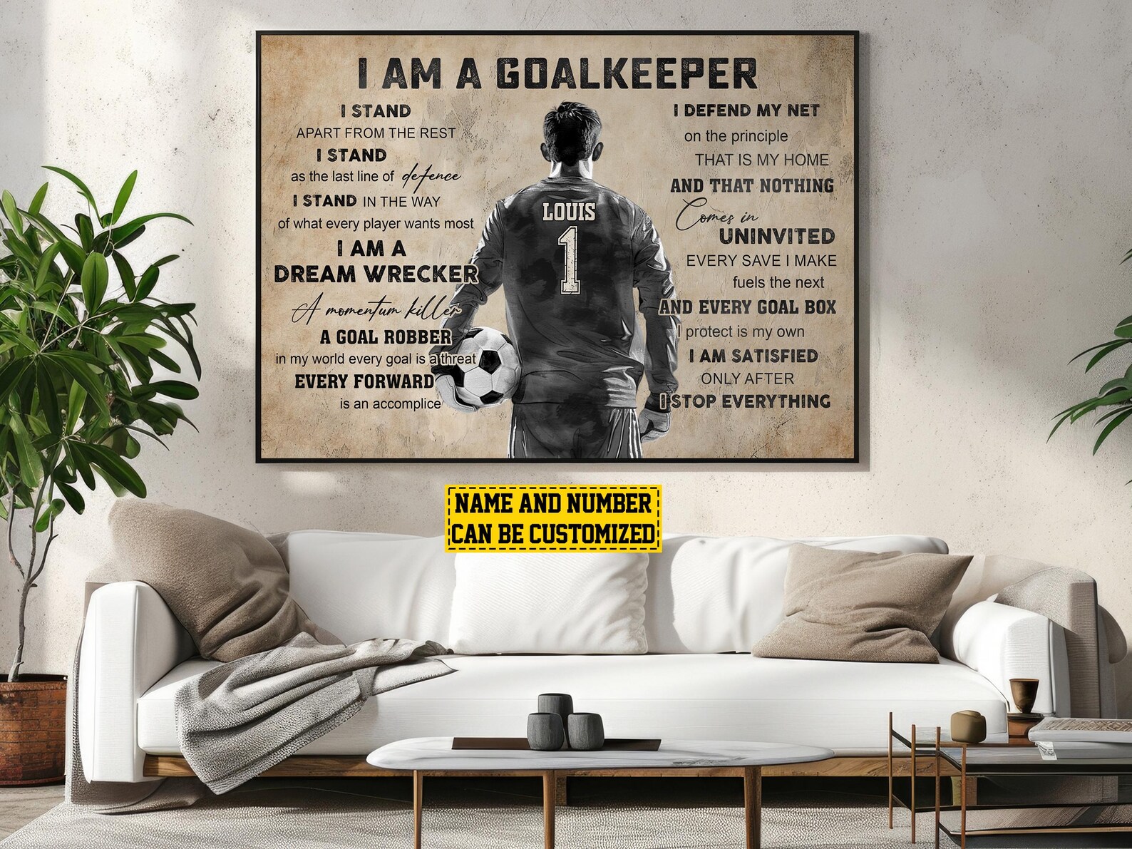 Personalized Soccer Goalkeeper Canvas Print: Sports Gift - Etsy