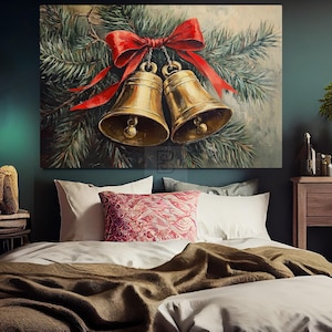 Christmas Bells Canvas Painting: Homely Xmas Wall Art - Etsy