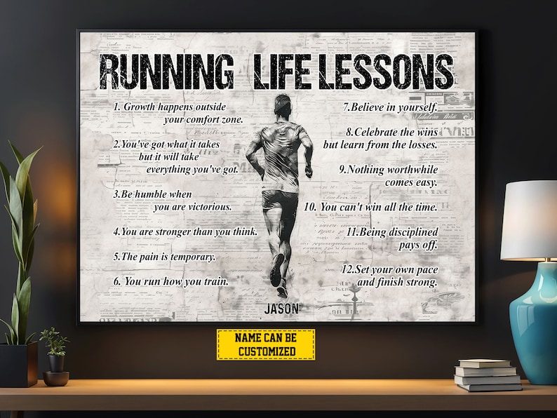 Personalized Running Life Lessons Canvas Print - Motivational Poster - Etsy