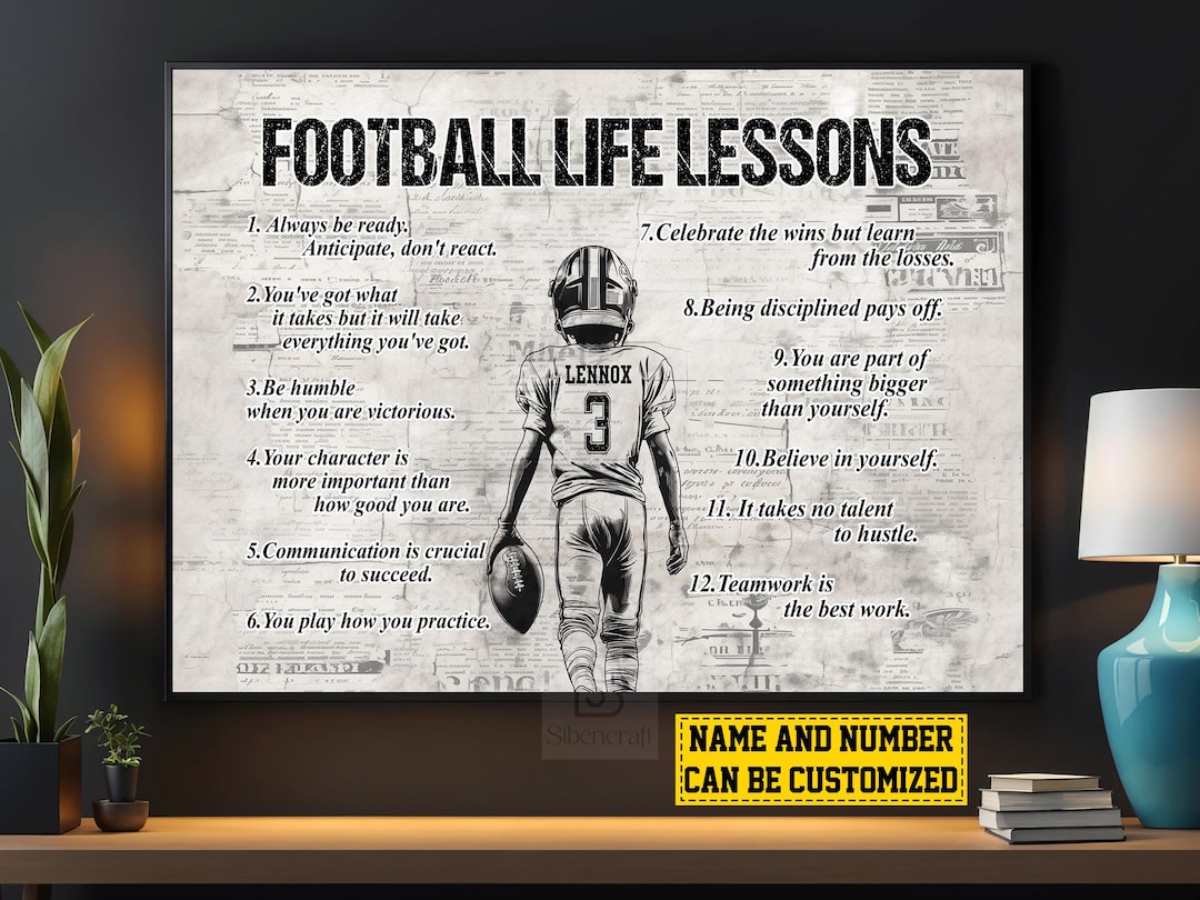 Football Life Lessons Personalized Canvas Print, Football Poster Print ...