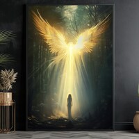 Guardian Angel Poster Angel Watercolor Print Religious Wall Art ...