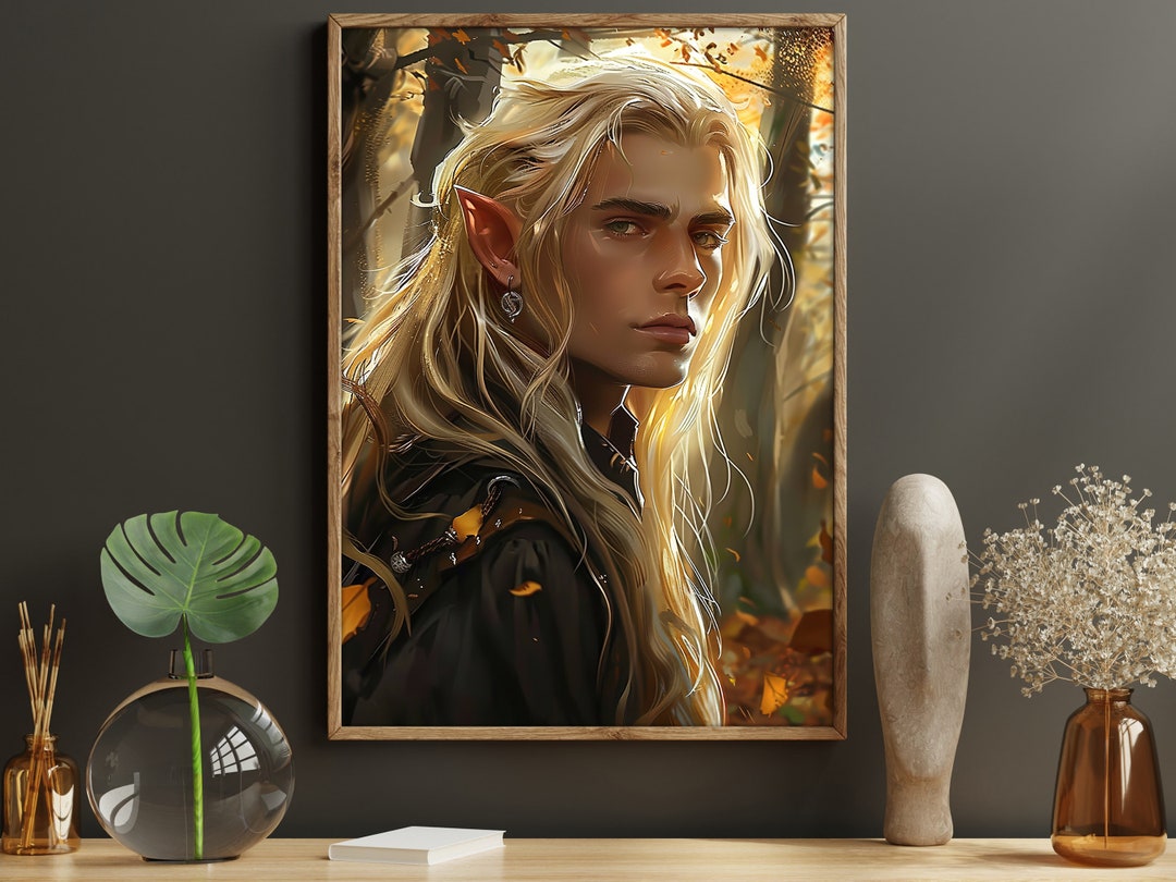 Dark Surreal Male Elves Oil Painting, Magical Elf Print, Mythical Elves ...