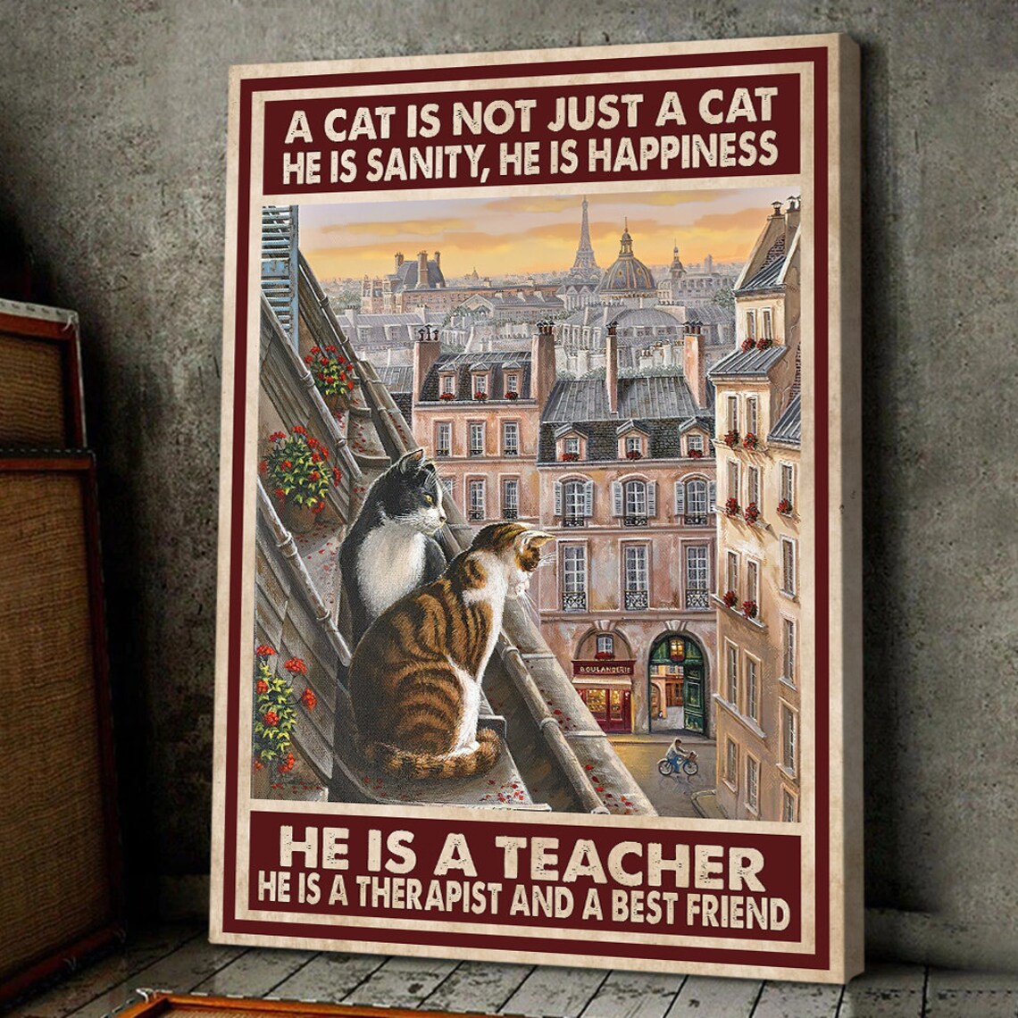 Vintage Cat Lover Poster: Parisian Cats Canvas Art Print - Etsy