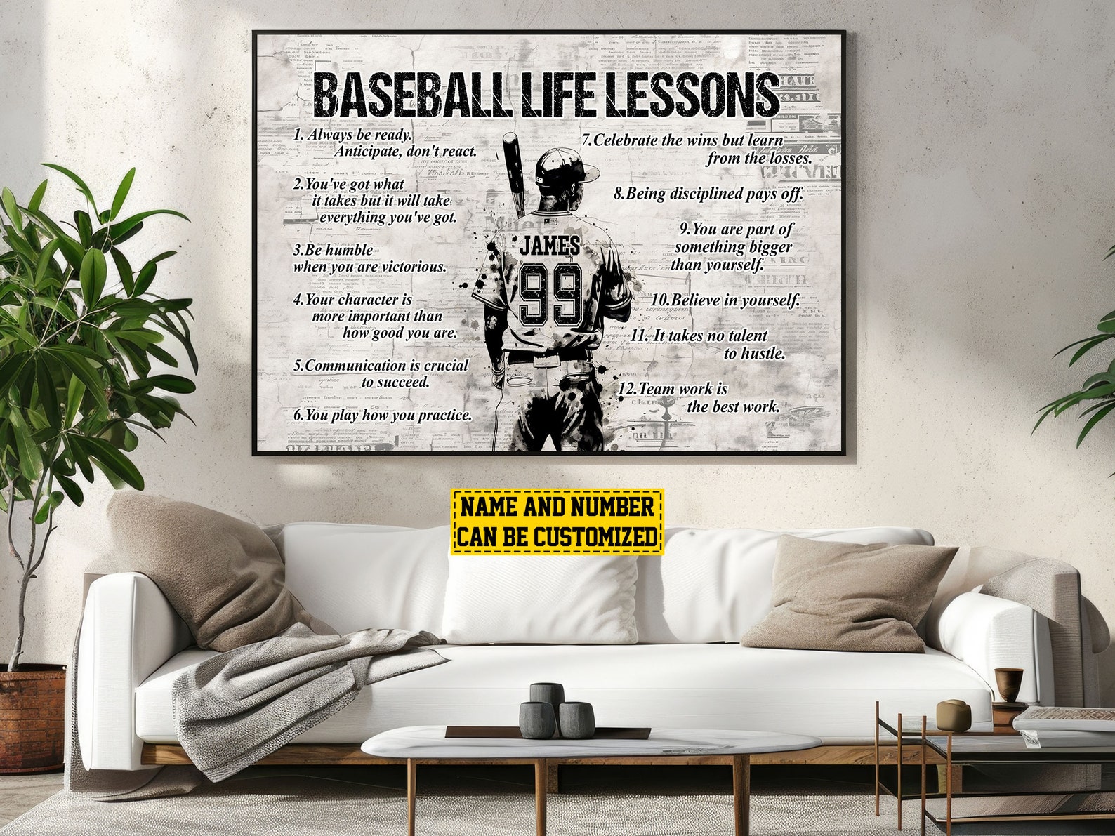 Personalized Baseball Life Lessons Canvas Print: Softball Gift - Etsy
