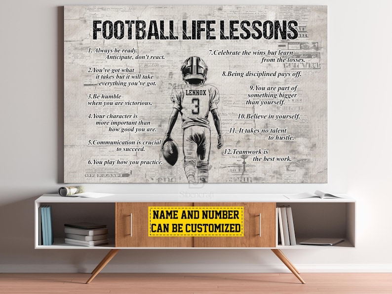 Personalized Football Life Lessons Canvas Print: Gift for Son - Etsy