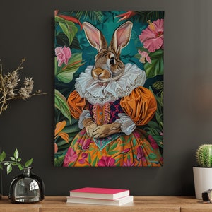 Matisse Maximalist Rabbit Painting, Cottage Rabbit Print, Rabbit Canvas ...