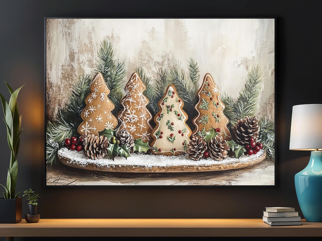 Gingerbread Christmas Tree Canvas Print: Holiday Pinecone Wall Art - Etsy