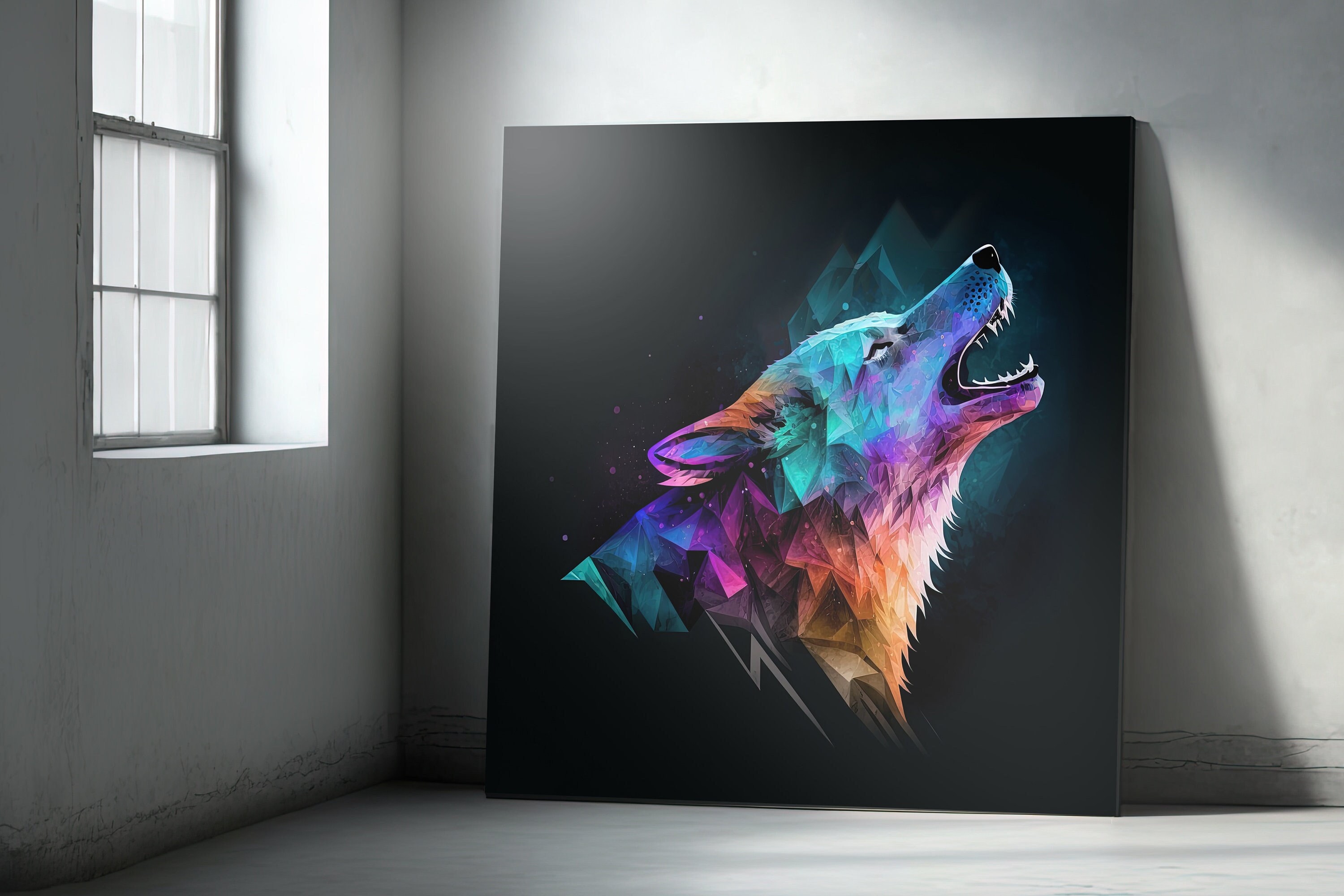Howling Wolf Head Wall Art, Wolf Howling Modern Art, Pacific Northwest ...