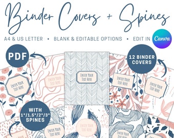 Binder Cover & Spine Set Navy Mustard | Editable Binder Cover ...