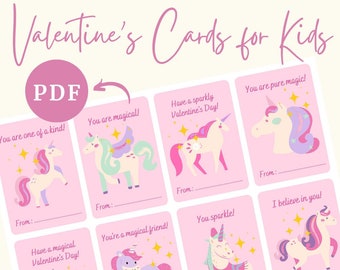 Unicorn Valentine's Day Cards for Kids Printable Unicorn Cards for ...