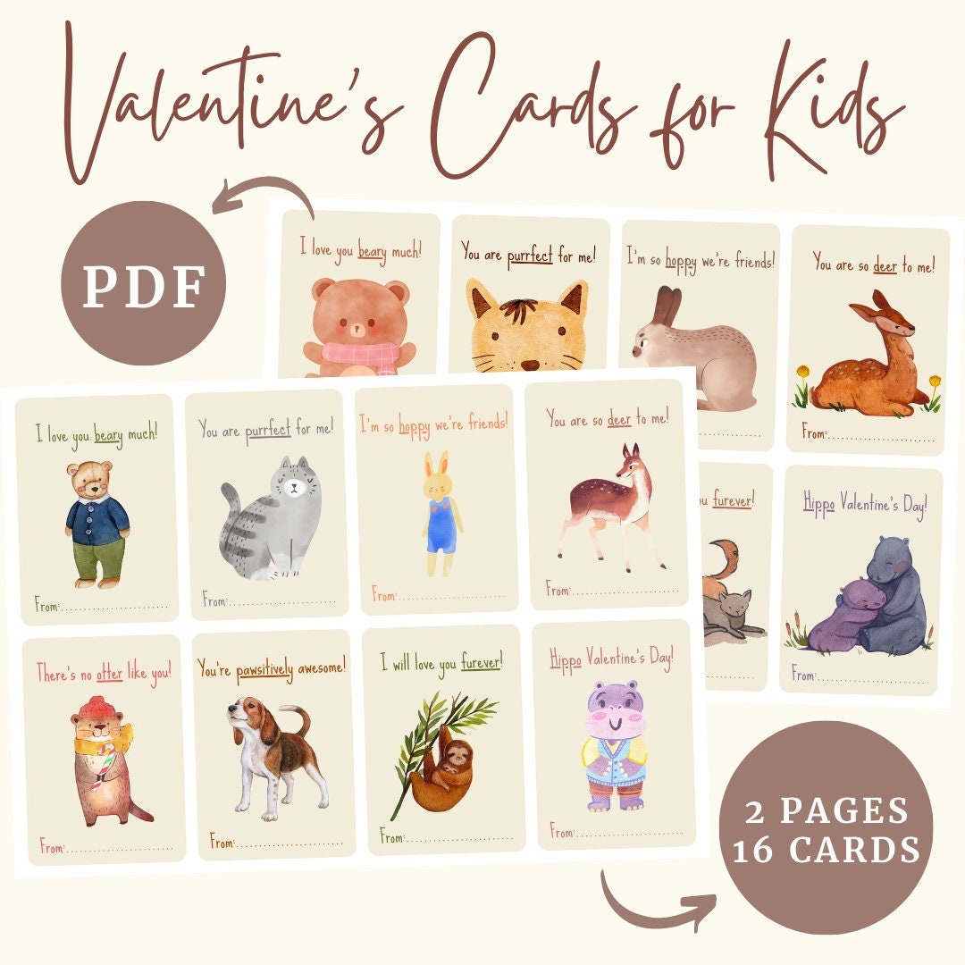 Valentine's Day Cards for Kids | Printable Classroom Valentines Cards ...