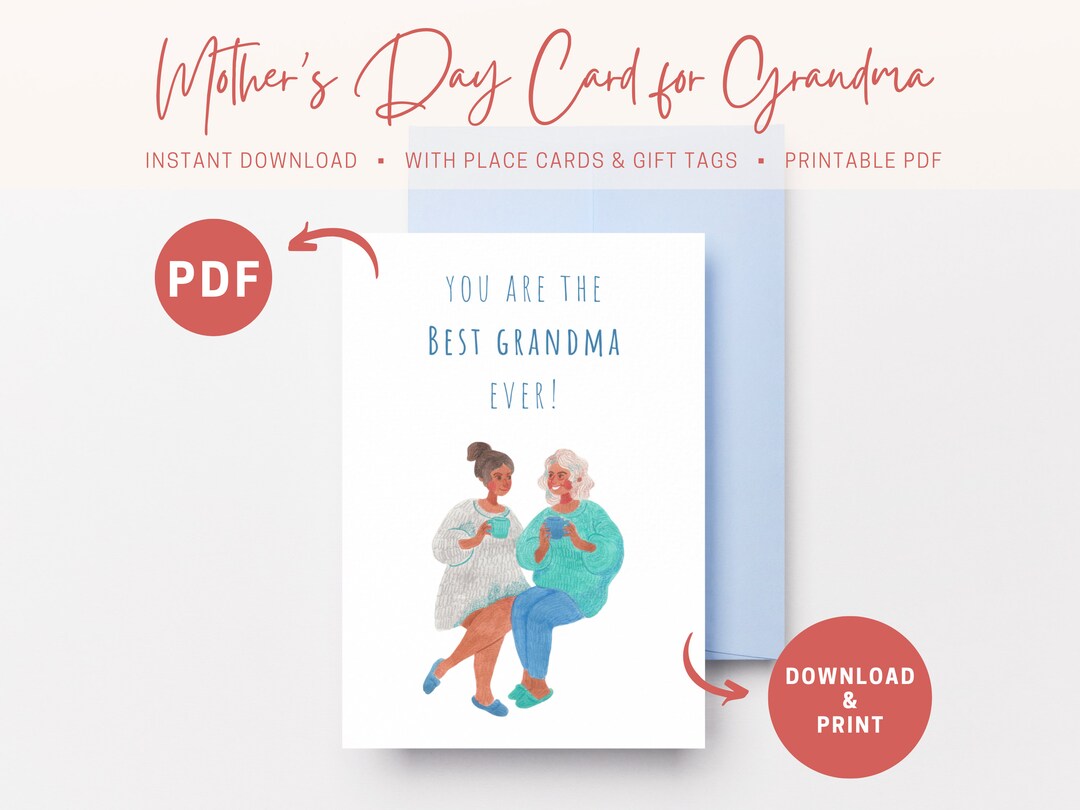 Printable Mother's Day Card for Grandma | Blue Flowers Grandmother ...