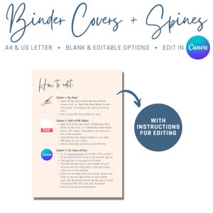 Binder Cover & Spine Set Blue Blush | Editable Binder Covers ...