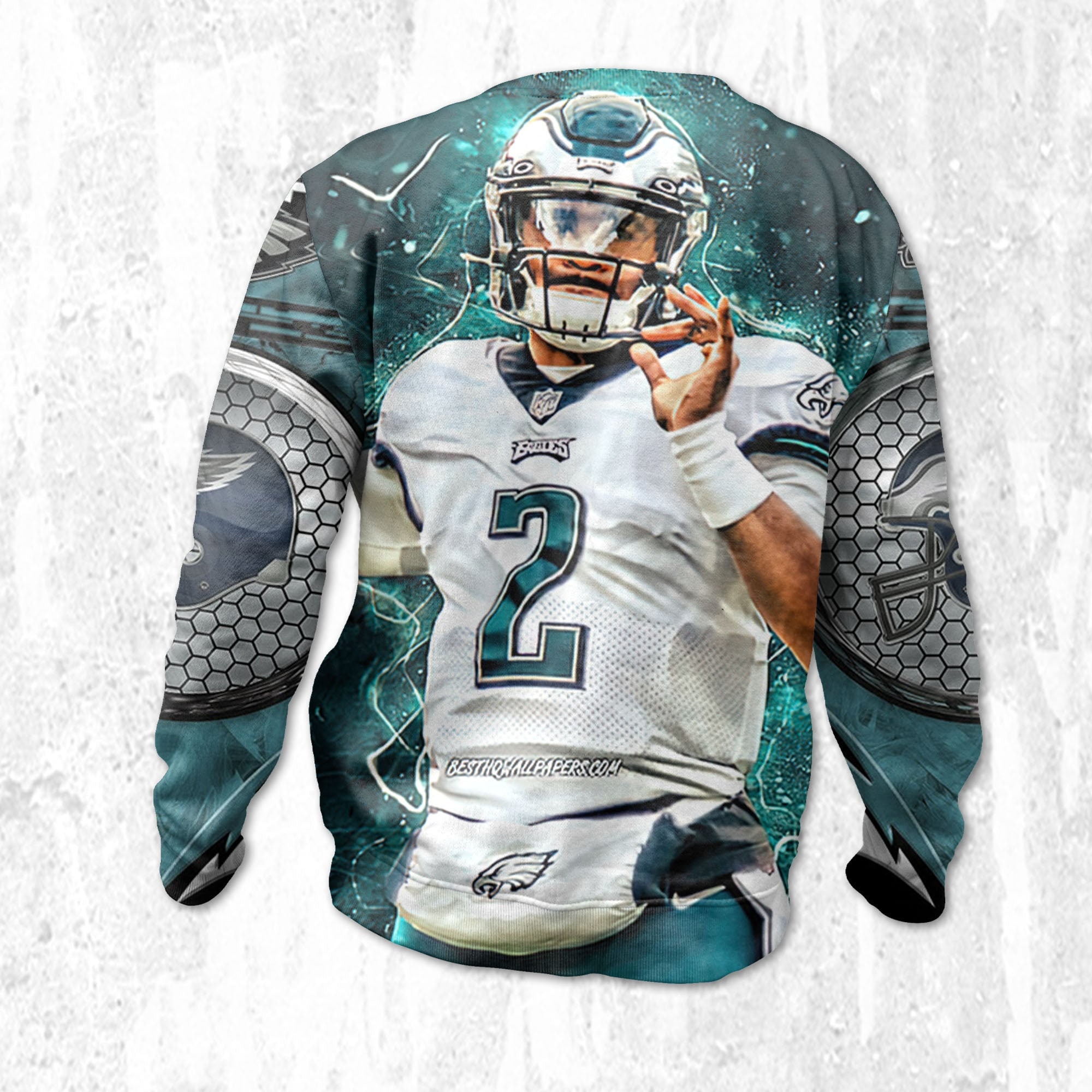 Jalen Hurts Helmet Match Sweatshirt 3D Vintage 90s #1 Quarterback ...
