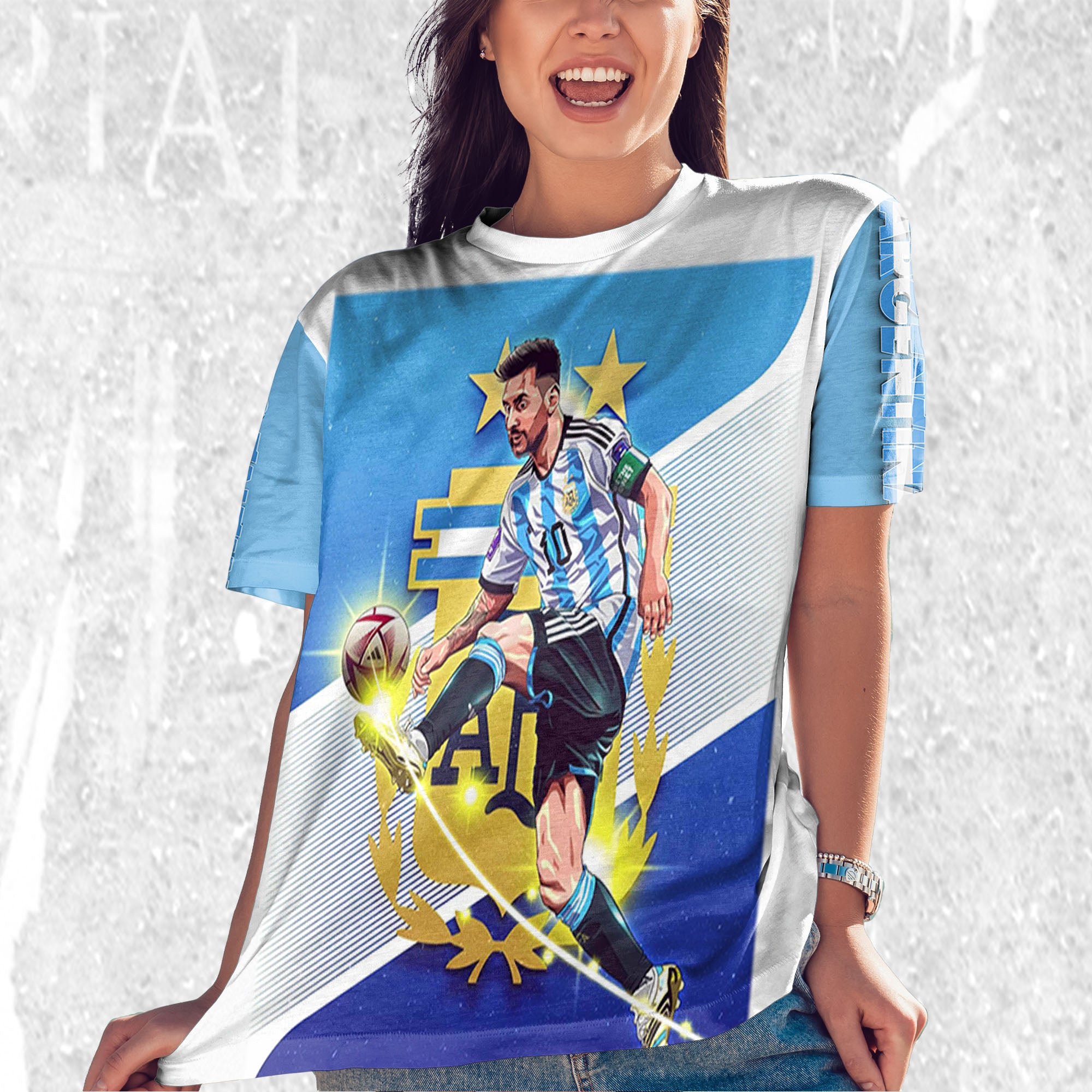 Messi M10 Argentina 3D T-Shirt sold by CatereEvent | SKU 40708567 ...