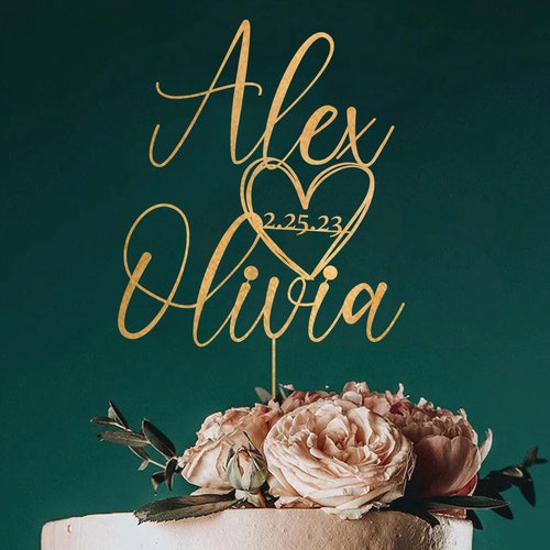Personalized Wedding Cake Topper With Date Custom Script - Etsy