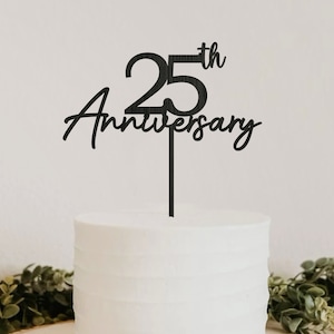 Elegant 25th Anniversary Cake Topper Gold, 25th Anniversary Topper ...