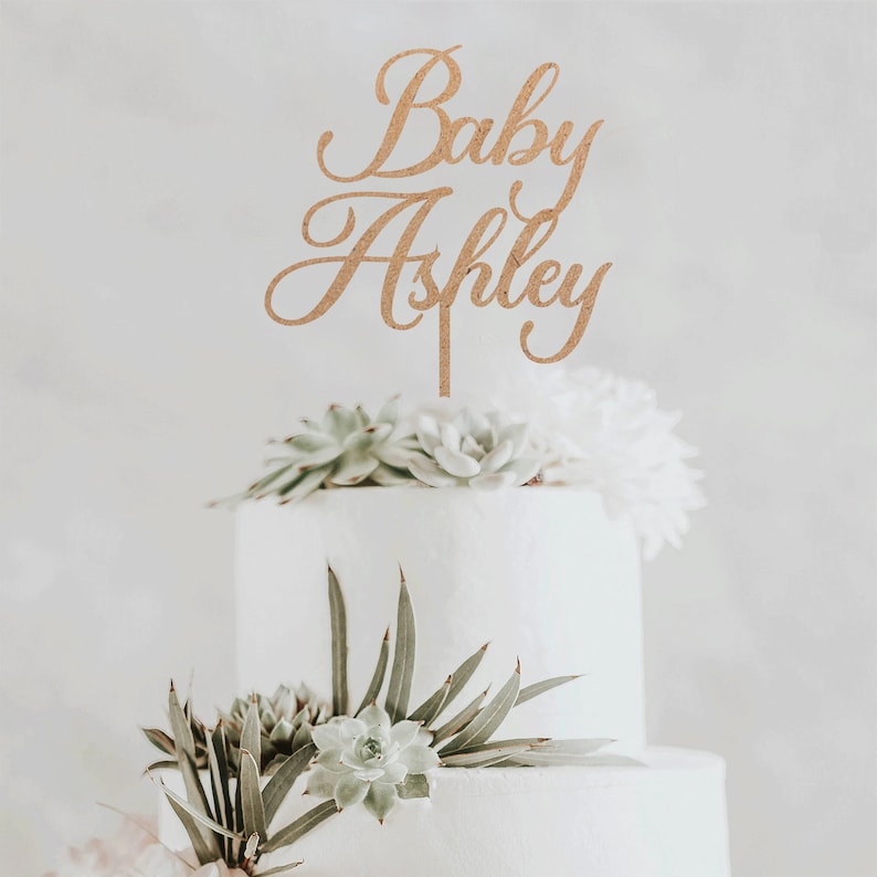 Personalized Baby Shower Cake Topper: Custom Wood Calligraphy - Etsy