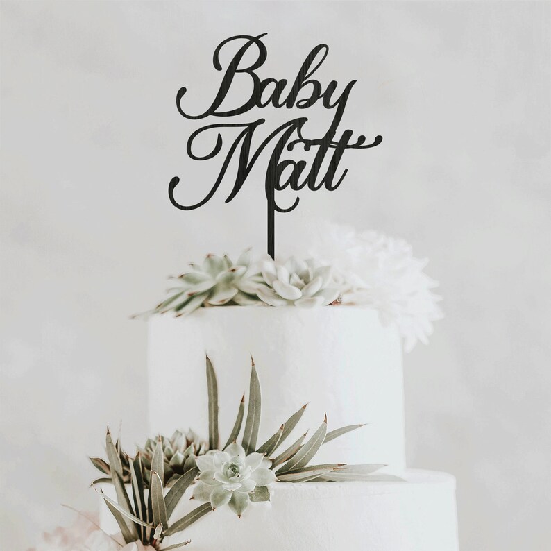 Personalized Baby Shower Cake Topper: Custom Wood Calligraphy - Etsy