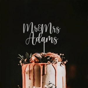 Personalized Script Wedding Cake Topper: Rustic Mr & Mrs Topper - Etsy