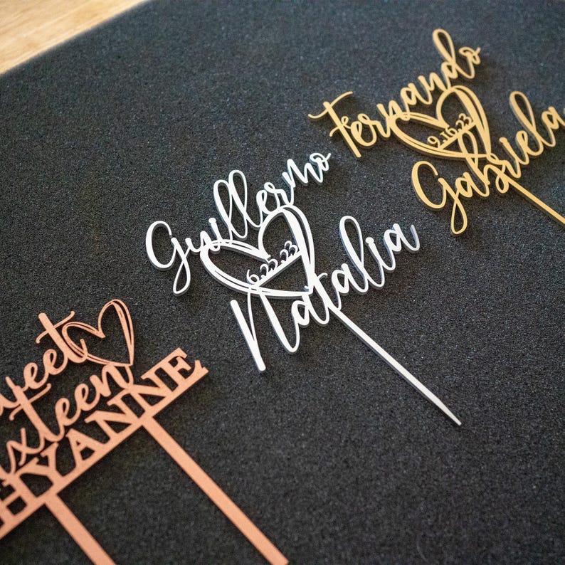 Personalized Heart Wedding Cake Topper Gift With Date and Heart, Custom ...