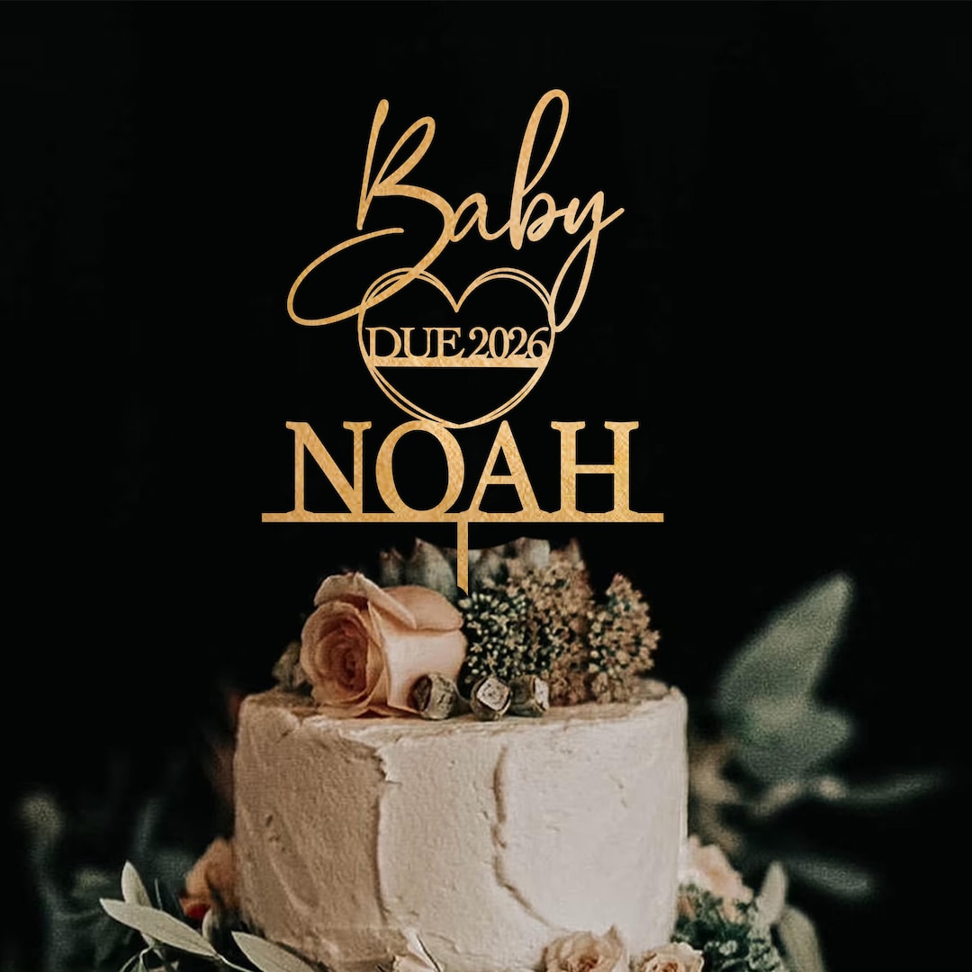 Baby Shower Gold Cake Topper, Custom Name Baby Shower Cake Topper, Baby ...