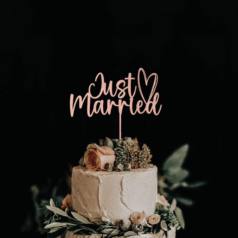 Personalized Just Married Cake Topper: Rustic Wedding Decor - Etsy