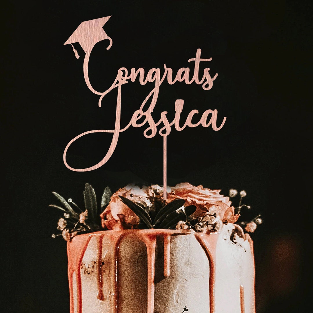 Graduation Cake Topper, Personalized Congrats Grad Wood Cake Topper ...