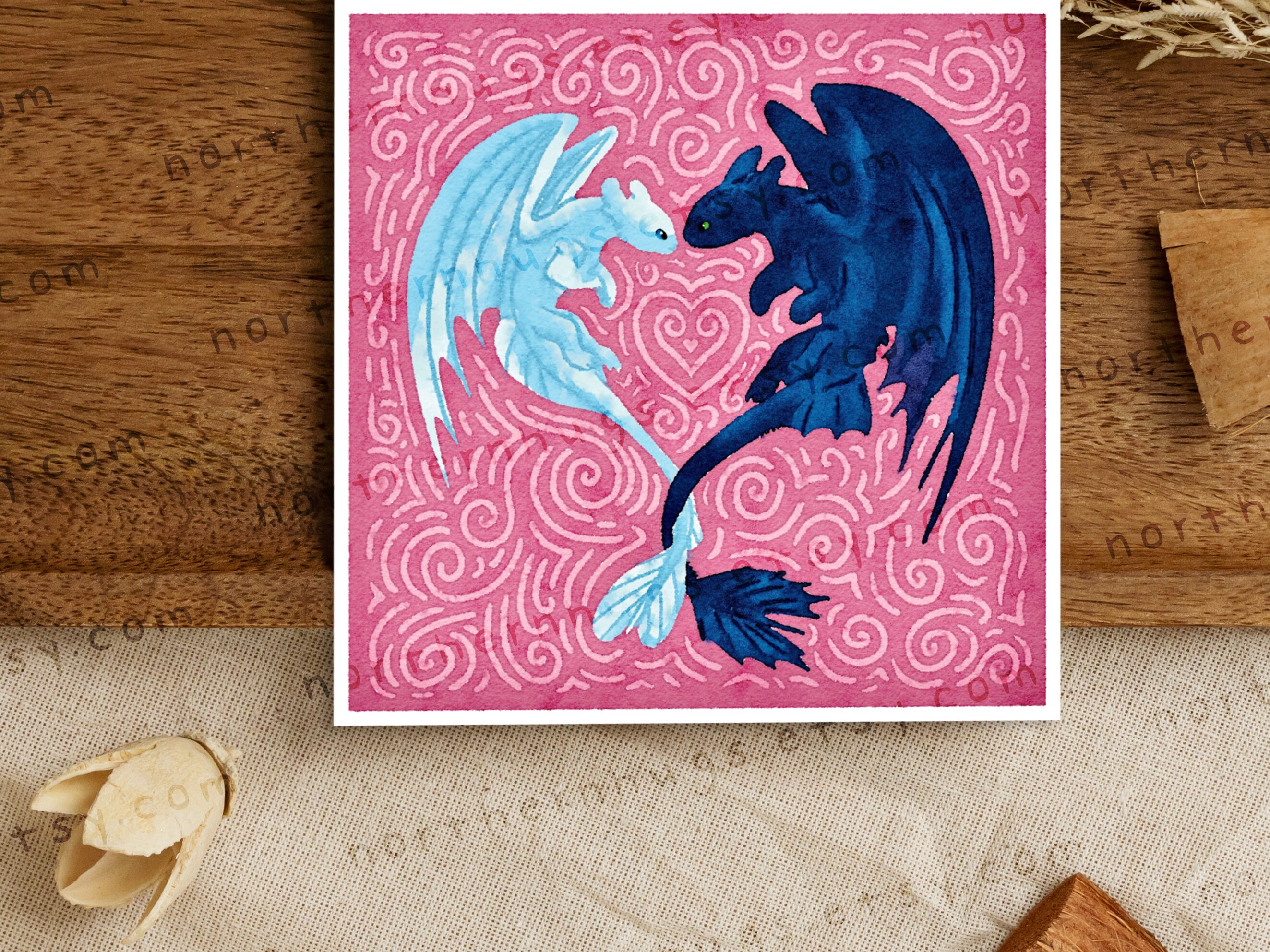 How to Train Your Dragon Mini Print Postcard Greeting Card Valentines ...